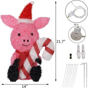Holiday | Christmas Decor 21 Pink Pig 35 Lights 3d Pig With Christmas ...
